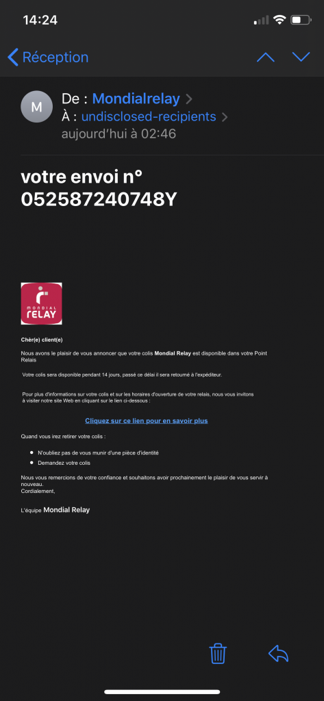 Phishing Mondial Relay : arnaque au point relais