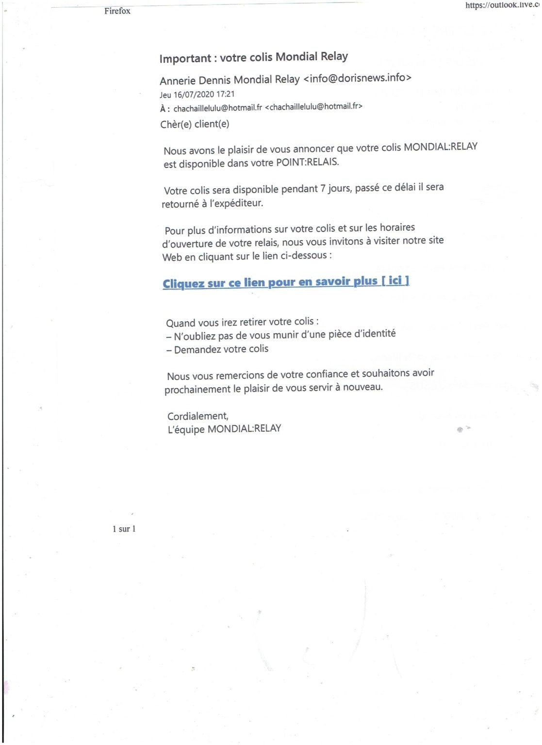 Phishing Mondial Relay : arnaque au point relais