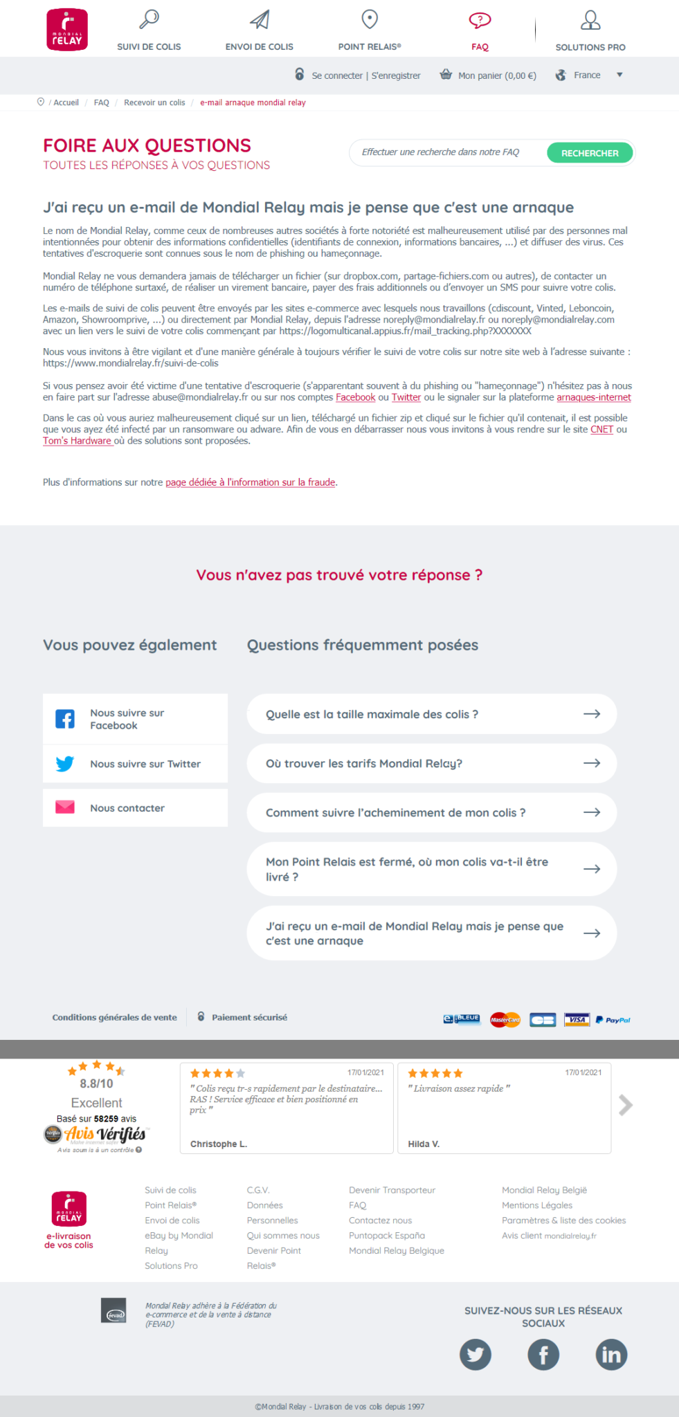 Phishing Mondial Relay : arnaque au point relais