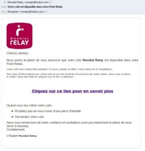 Phishing Mondial Relay : arnaque au point relais